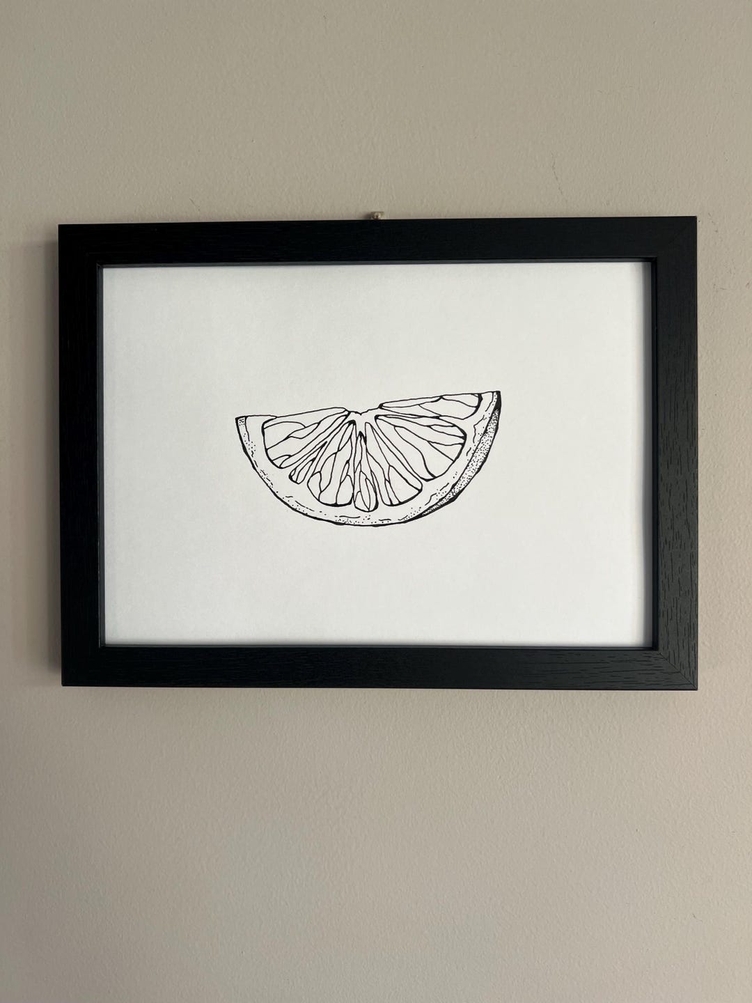 Original, NOT A PRINT. Fine Line Abstract Ink Drawing Minimalist Orange ...