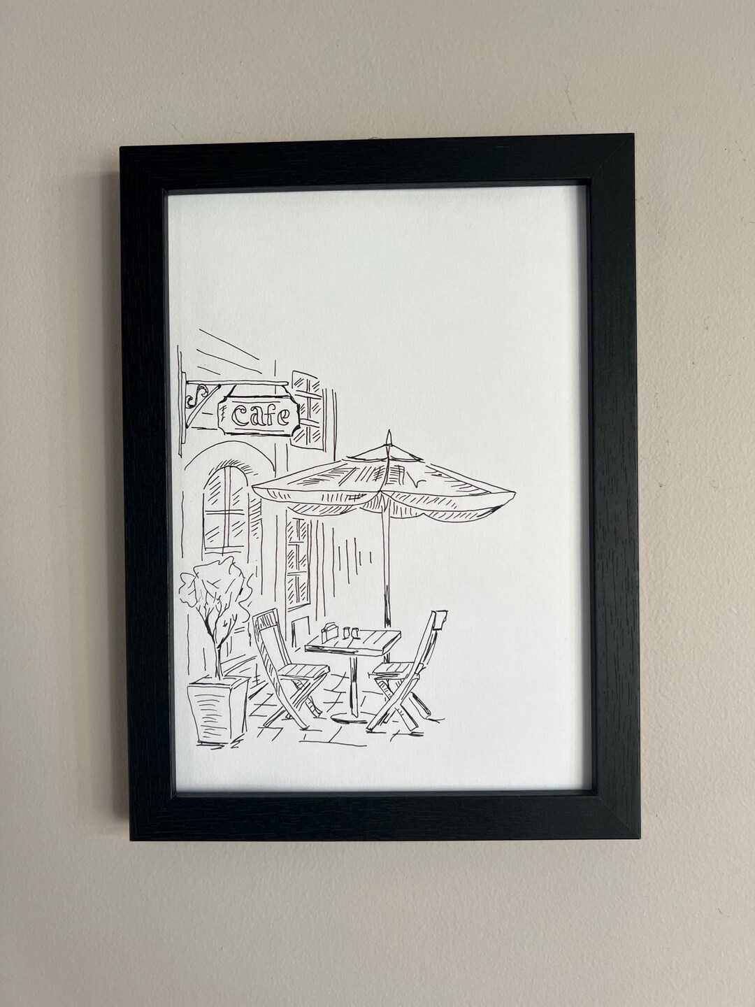 Original, NOT A PRINT. Fine Line Abstract Ink Drawing Cafe in Venice ...