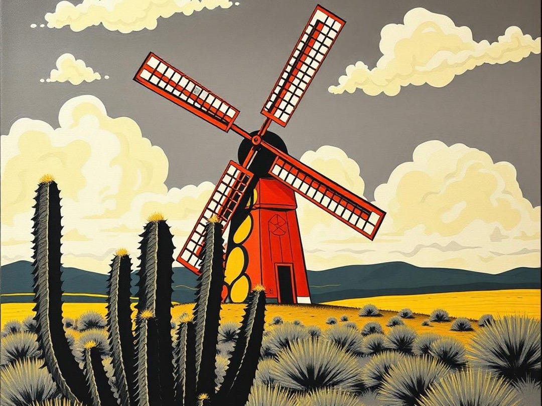 Red Windmill Poster - Etsy