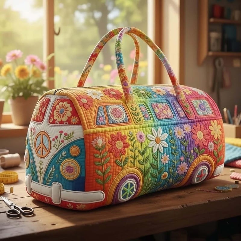 Quilted Hippie Van Duffle Bag - Etsy