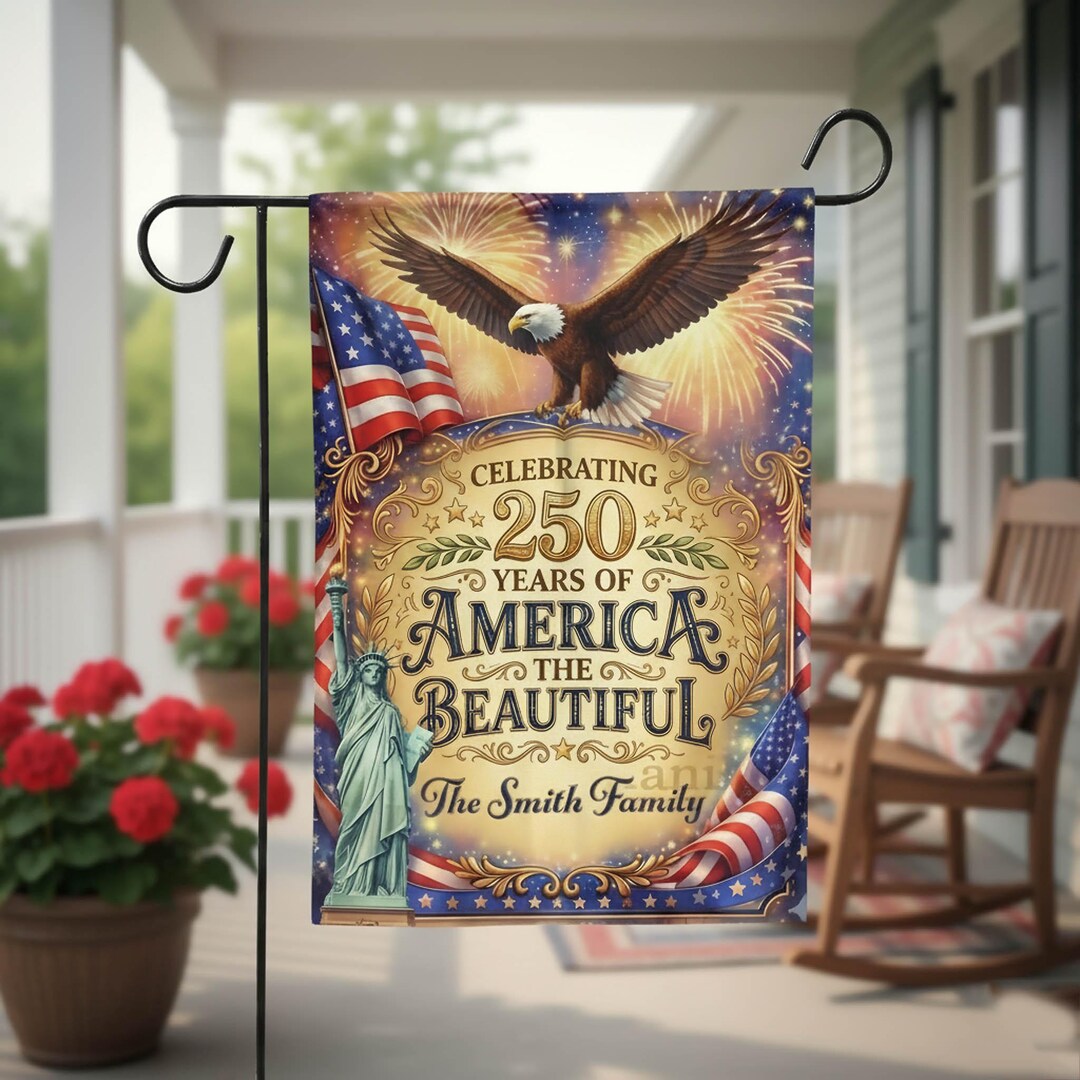 Personalized America 250 Years Garden Flag, Custom Family Name ...