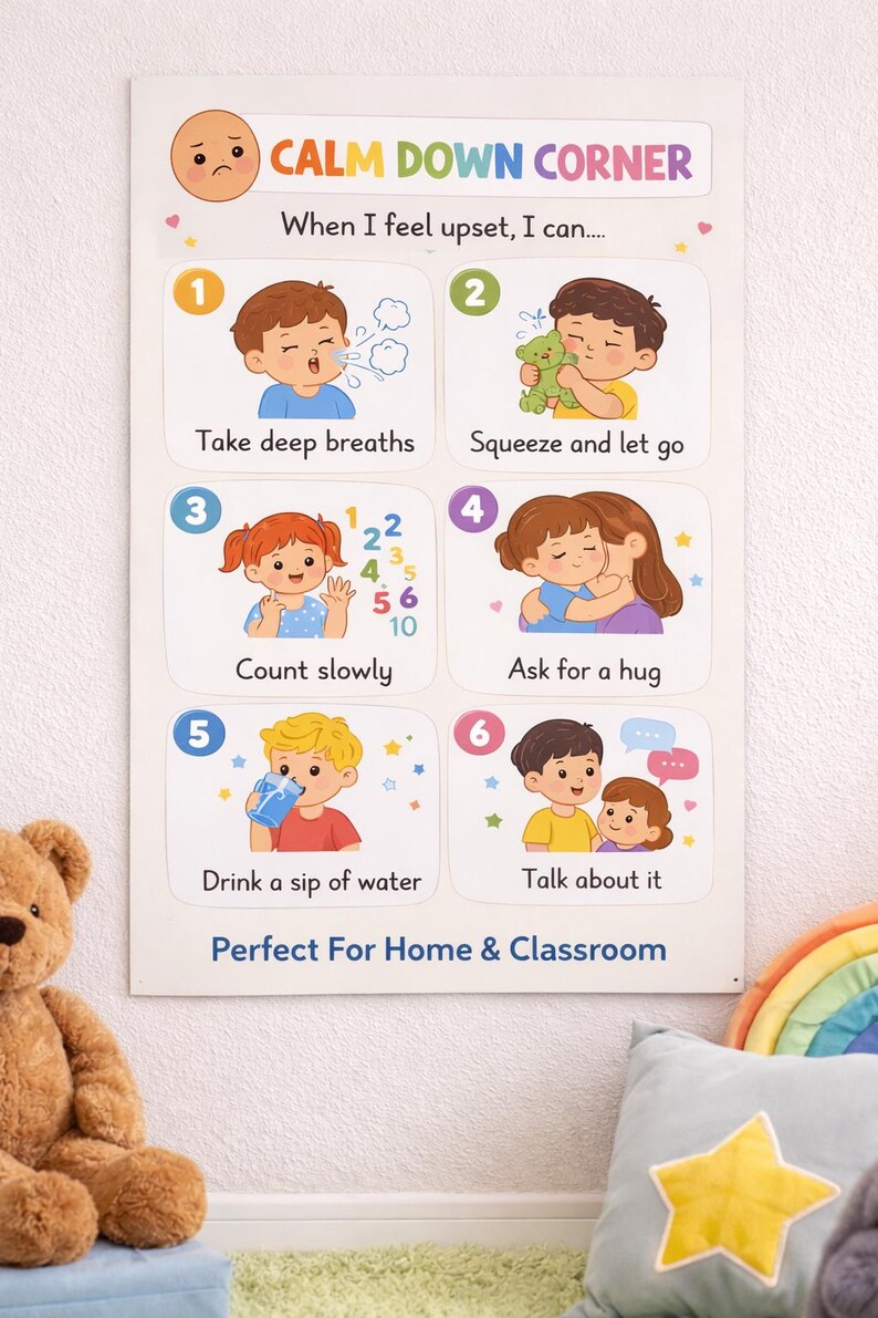 Kids Calm Down Corner Chart | Emotional Regulation Coping Skills Poster ...