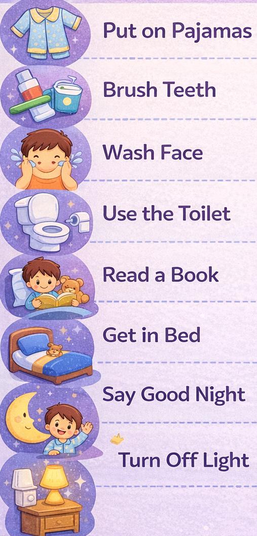 Kids Night Routine Chart Printable, Bedtime Routine for Toddlers ...