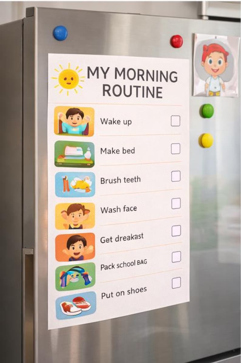 Kids Morning Routine Chart Printable for Toddlers, Daily Visual ...
