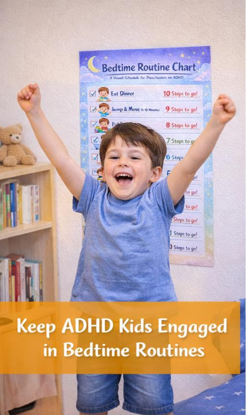 ADHD Bedtime Routine Chart for Preschoolers | Visual Schedule Printable ...