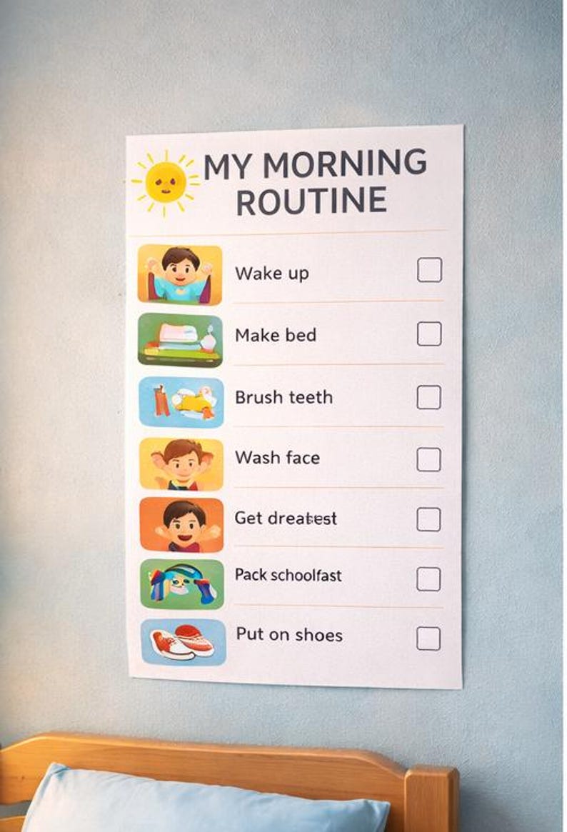 Kids Morning Routine Chart Printable for Toddlers, Daily Visual ...