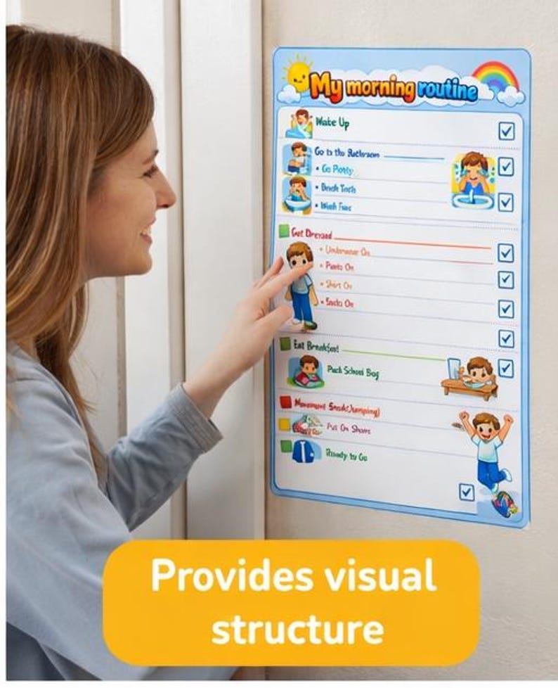 ADHD Morning Routine Chart for Kids | Visual Checklist (digital ...