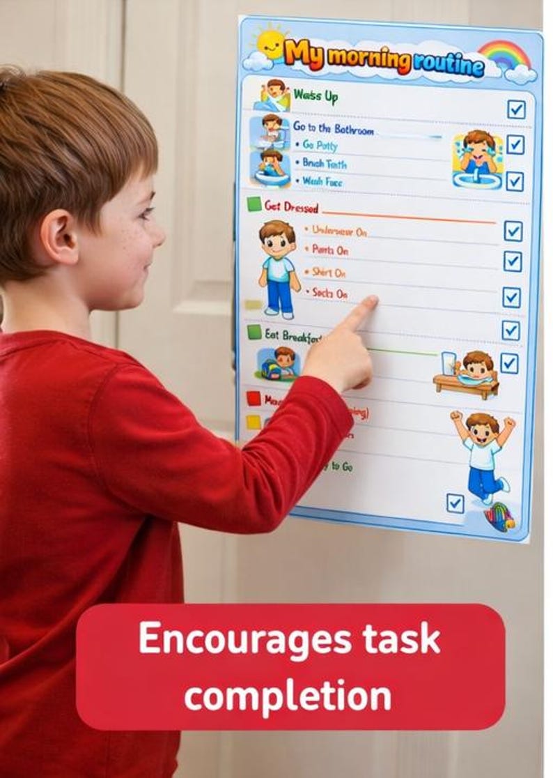 ADHD Morning Routine Chart for Kids | Visual Checklist (digital ...