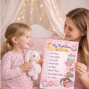 Toddler Bedtime Routine Chart for Girls | Visual Schedule Printable ...