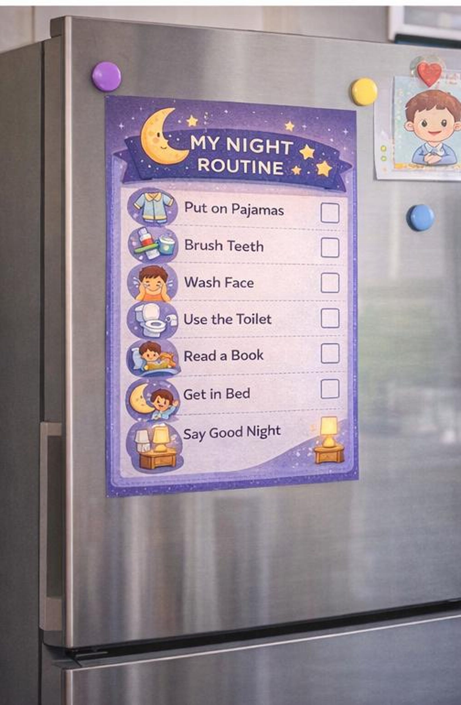 Kids Night Routine Chart Printable, Bedtime Routine for Toddlers ...