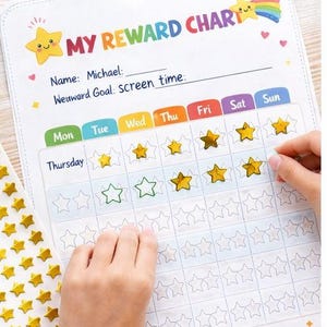 Kids Star Reward Chart Printable | Positive Behavior, Toddler Training ...