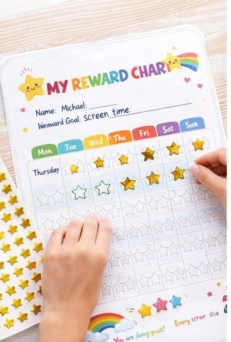 Kids Star Reward Chart Printable | Positive Behavior, Toddler Training ...