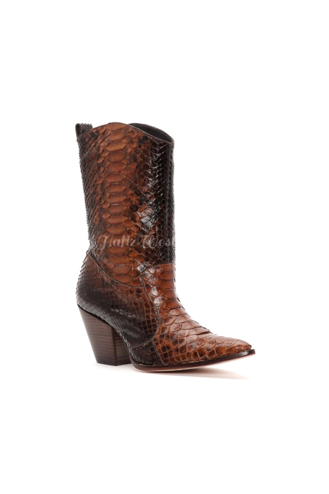 Genuine Leather, Python Skin Handmade Cowboy Boots | Dark Brown Boots ...