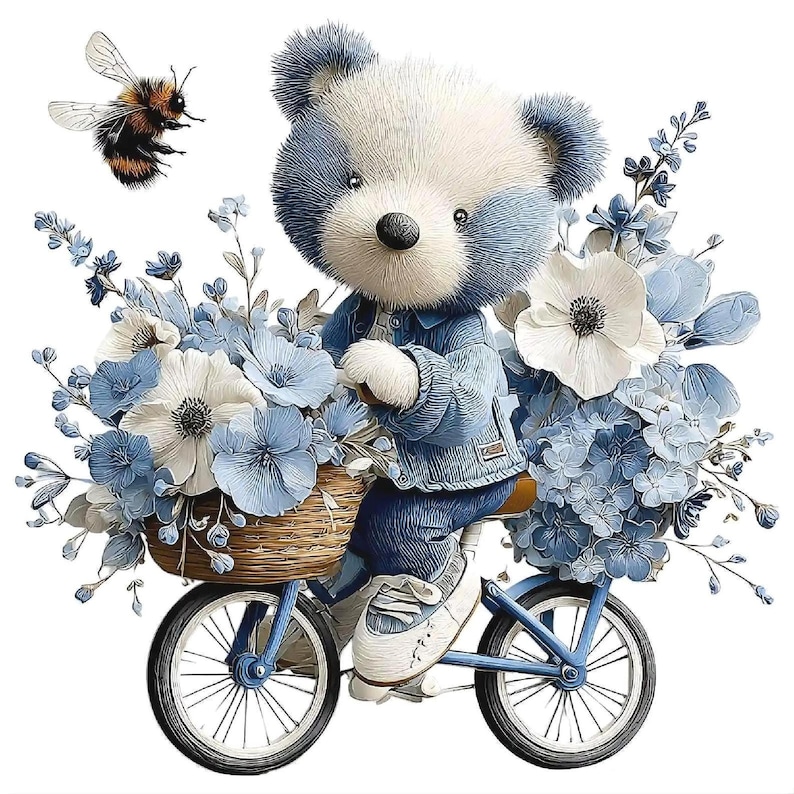 22 JPG Whimsical Spring Bear Clipart Bundle Floral Plush Illustration ...