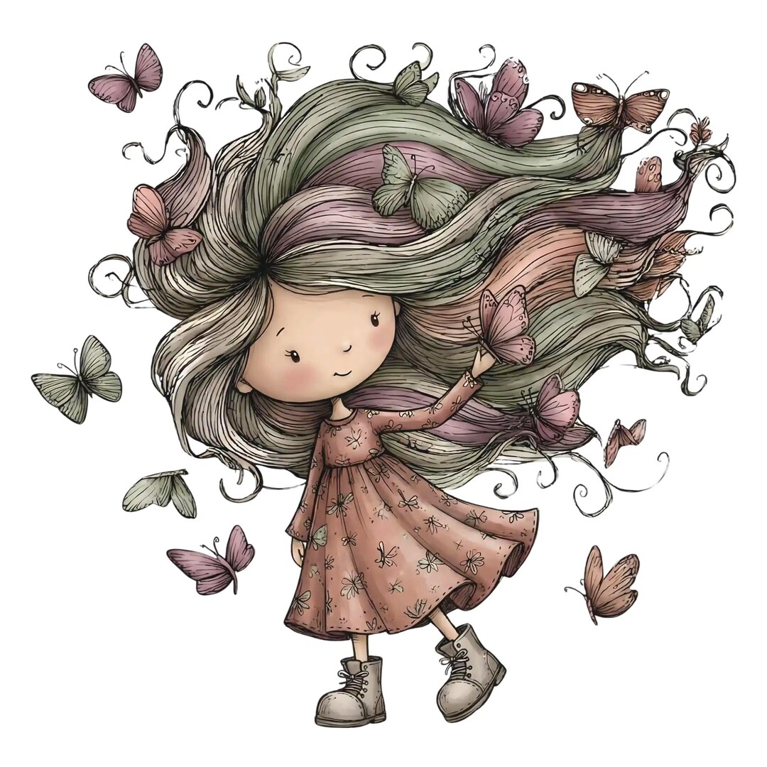 15 JPG Whimsical Girl Clipart, Watercolor Character, Girls Room Decor ...