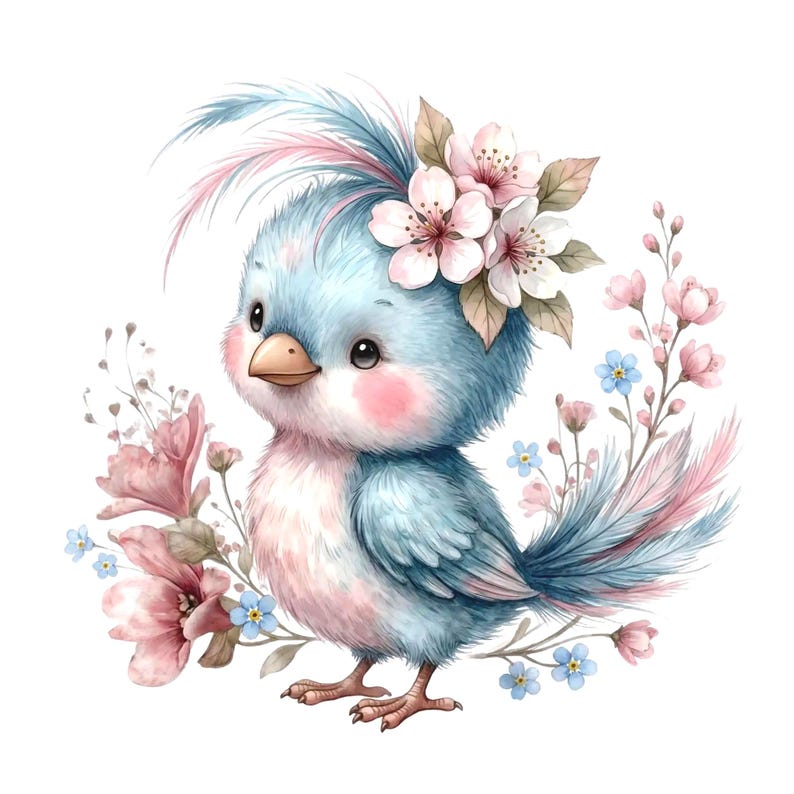 38 JPG Watercolor Chick Easter Clipart, Floral Spring Bird Bundle - Etsy