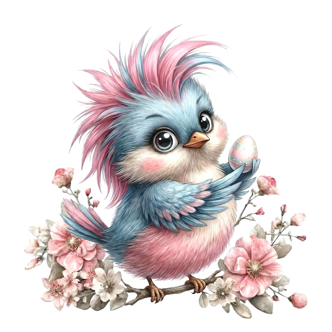 38 JPG Watercolor Chick Easter Clipart, Floral Spring Bird Bundle - Etsy