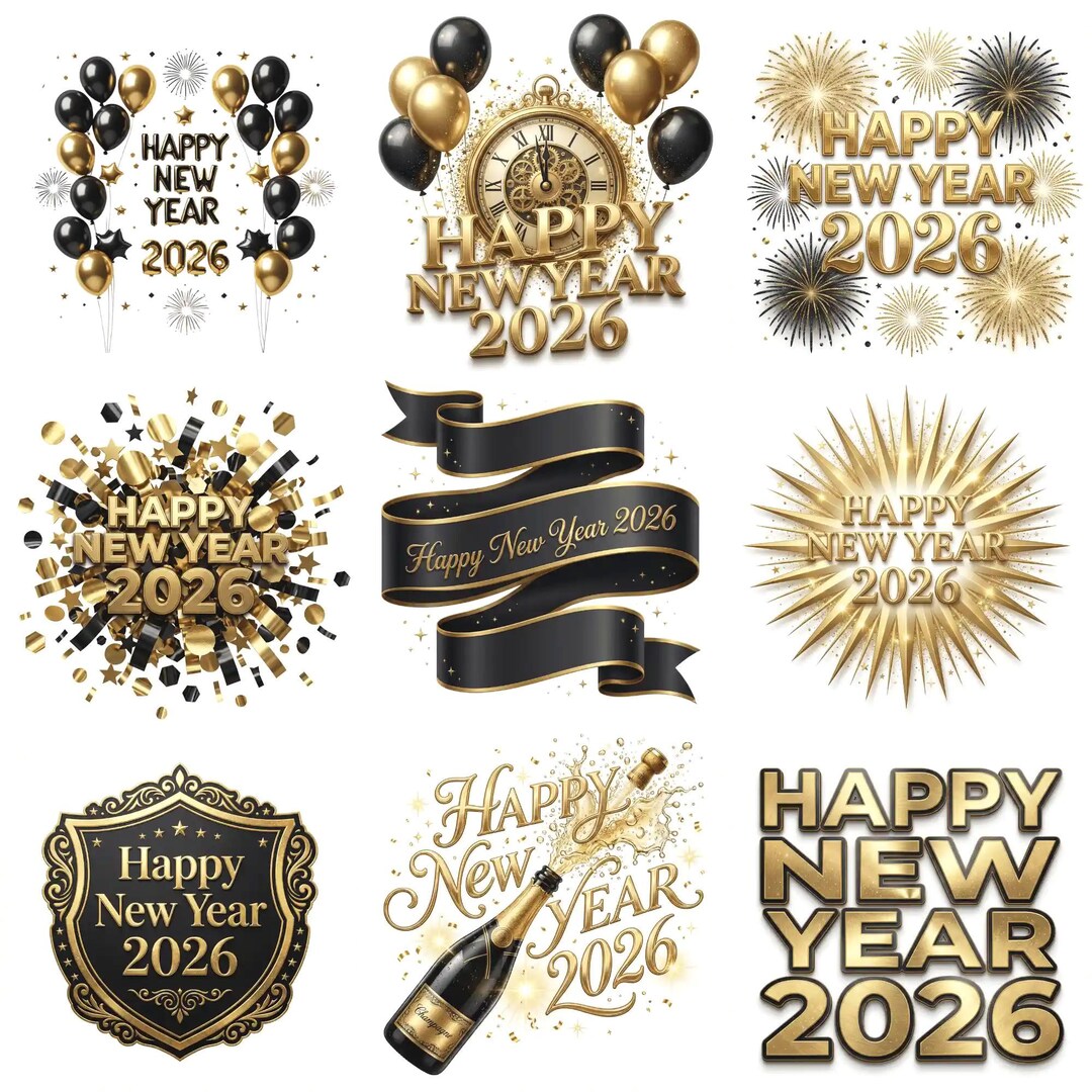 20 Happy New Year 2026 PNG Bundle, nouvel an PNG, nouvel an PNG ...