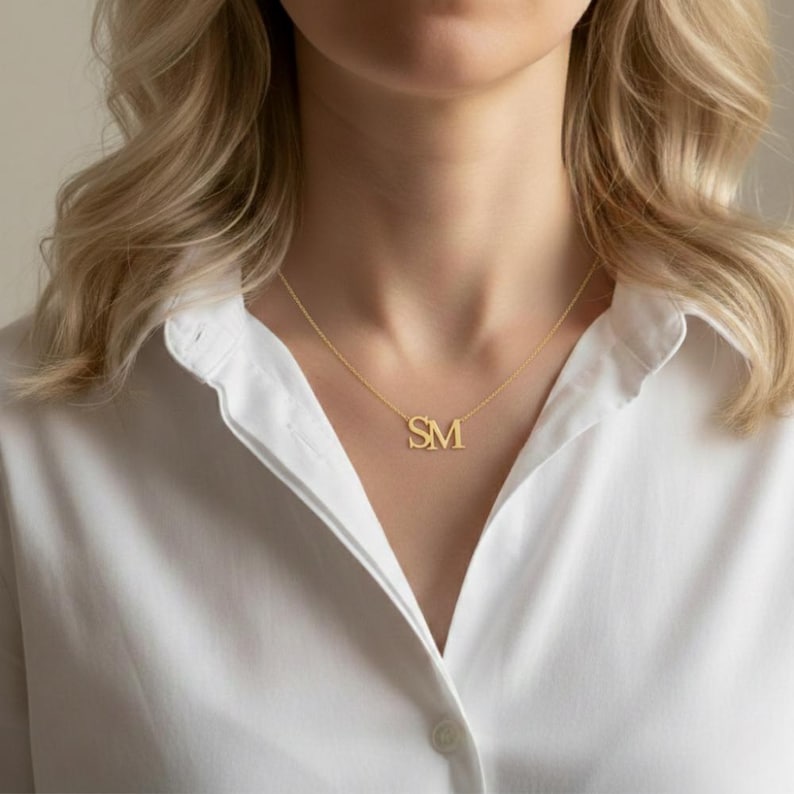 Custom Two-letter Sterling Silver Initial Necklace • Personalized ...