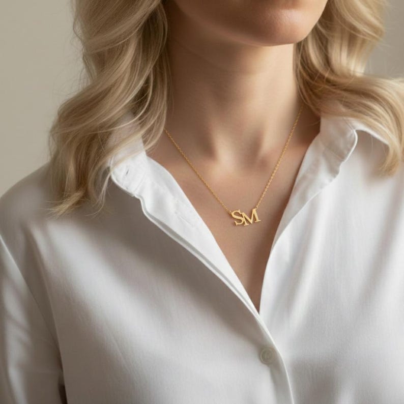 Custom Two-letter Sterling Silver Initial Necklace • Personalized ...