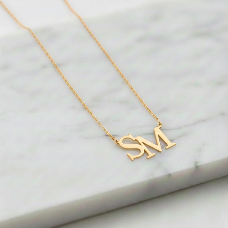 Custom Two-letter Sterling Silver Initial Necklace • Personalized ...