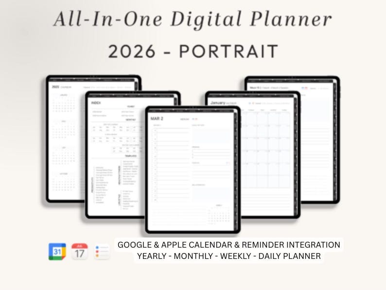 2026 Digital Planner for iPad – Smart Planner With Google & Apple ...