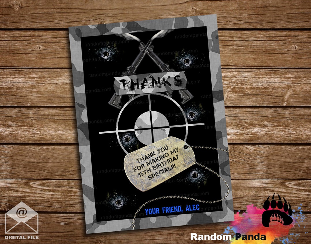 Digital Delivery BB Gun Thank You Card Combat and Camo Thank - Etsy