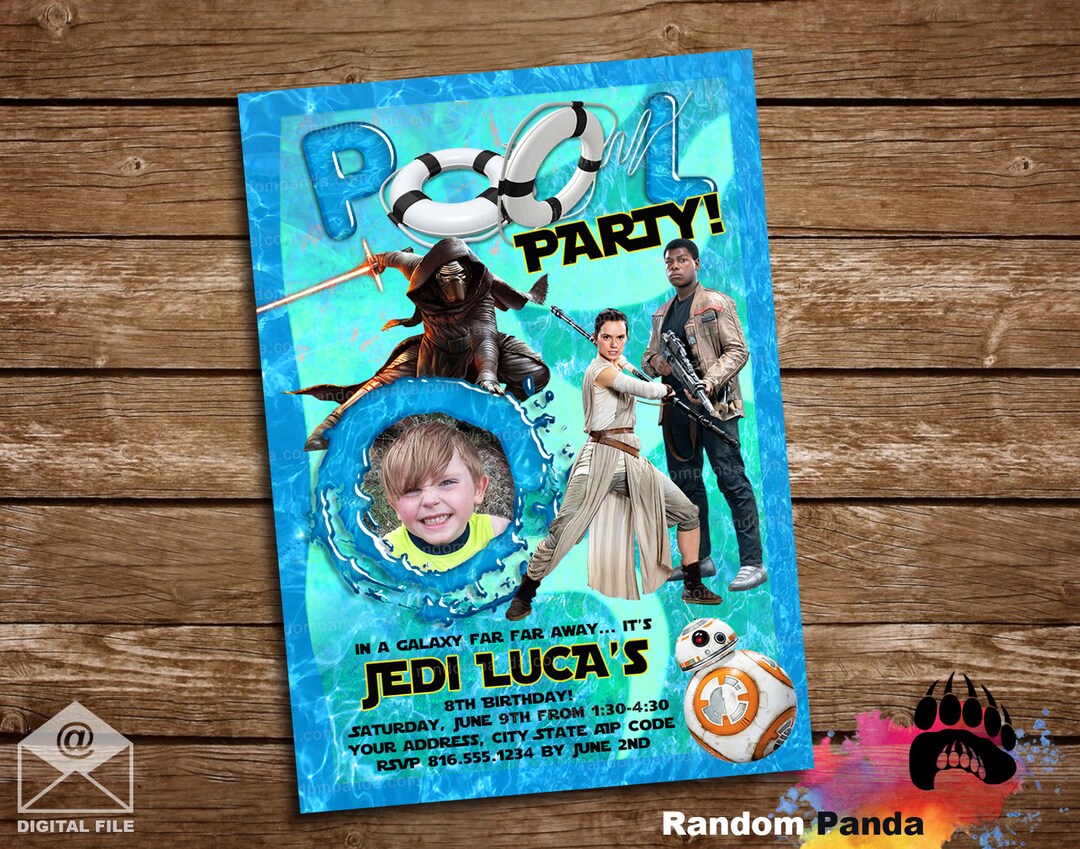 DIGITAL FILE, Star Wars Pool Party Invitation, Kylo Ren Splash Party ...