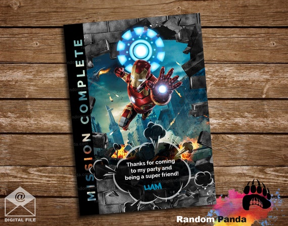Digital Delivery, Iron Man Thank You Card, Superhero Party, Tony Stark ...