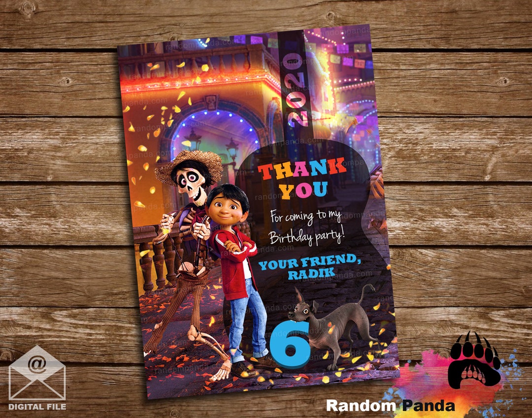 Digital Delivery, Coco Thank You Card, Miguel and Hector Party, Coco ...