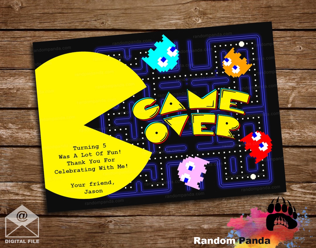 DIGITAL FILE, Game Over Arcade Thank You Card, Video Game Party Thanks ...
