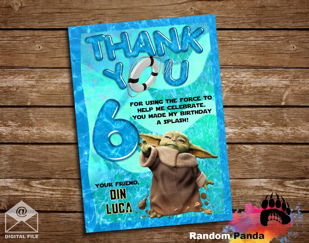 Digital Delivery, Mandalorian Pool Party Thank You Card, Star Wars ...