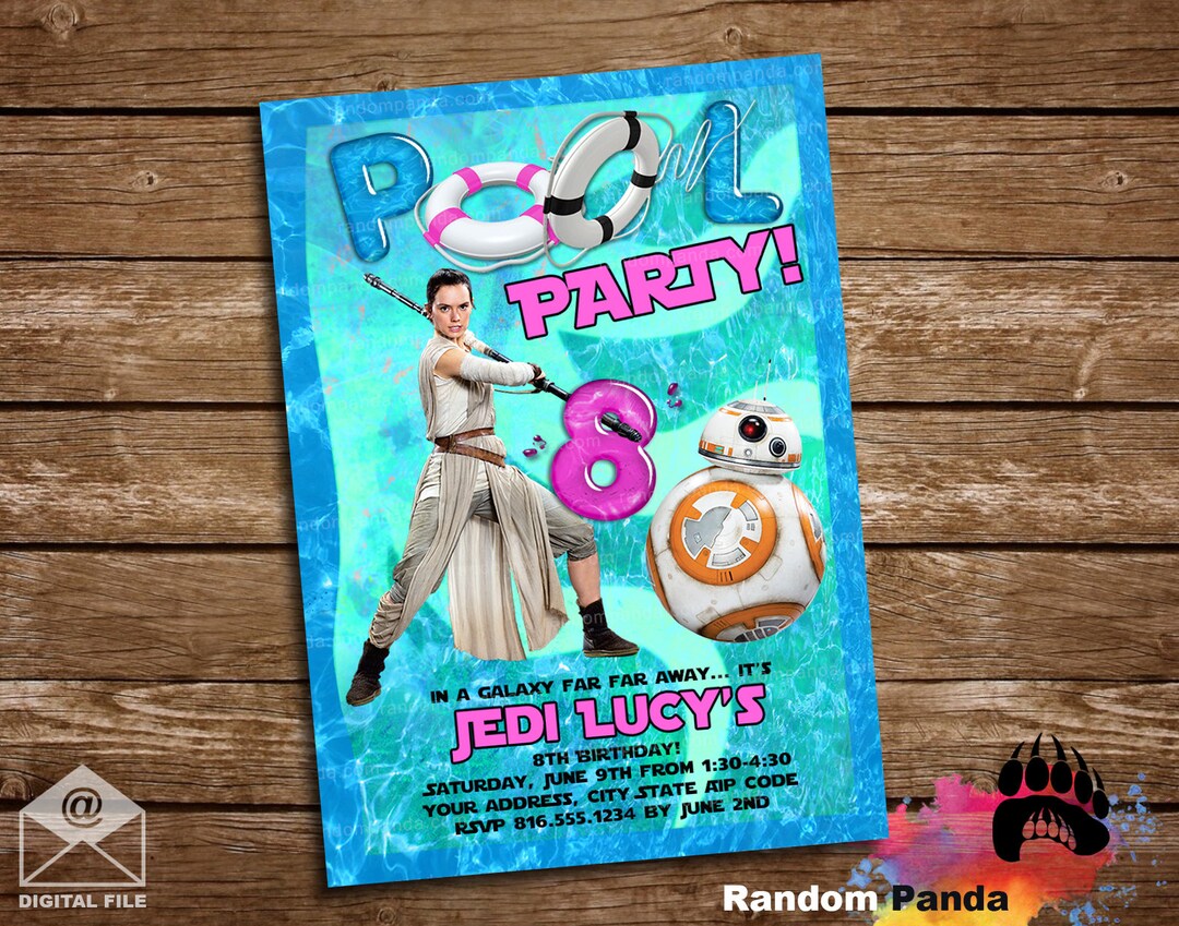 Digital Delivery, Star Wars Pool Party Invitation, Hot Pink Rey Beach ...