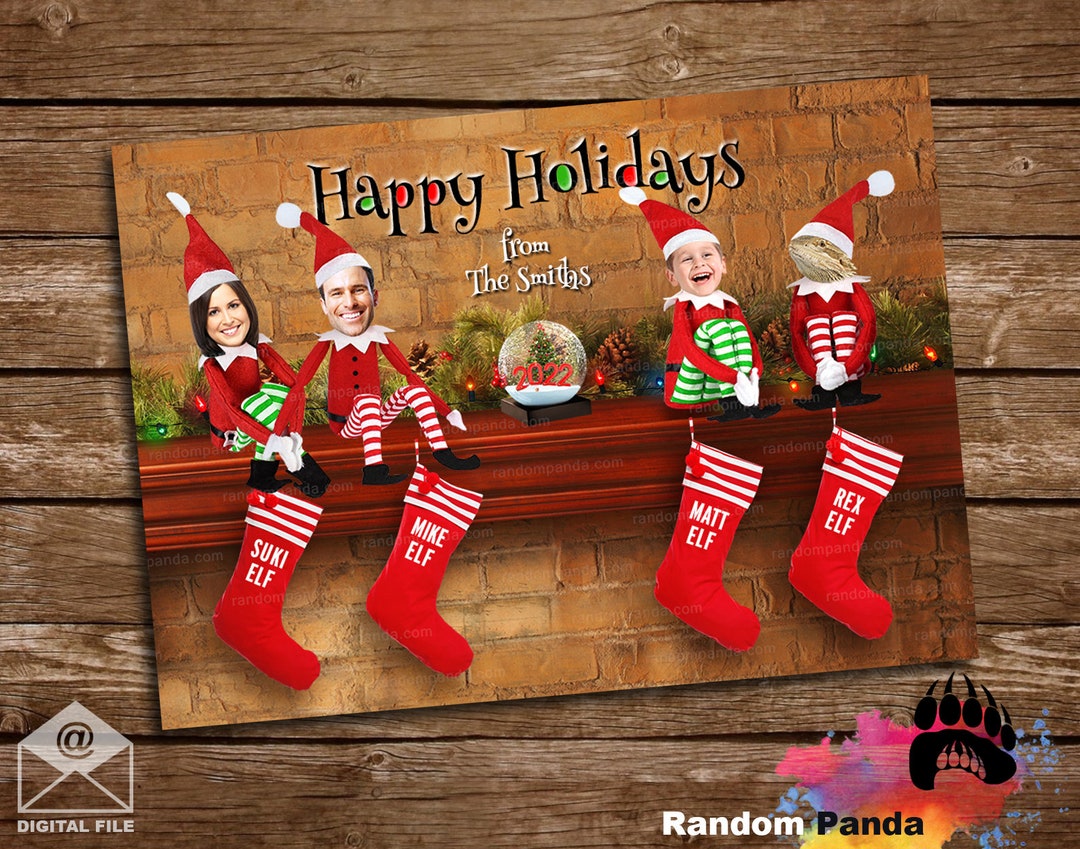 Digital Delivery Funny Christmas Card, Elves Holiday, Elf Family Mantel ...