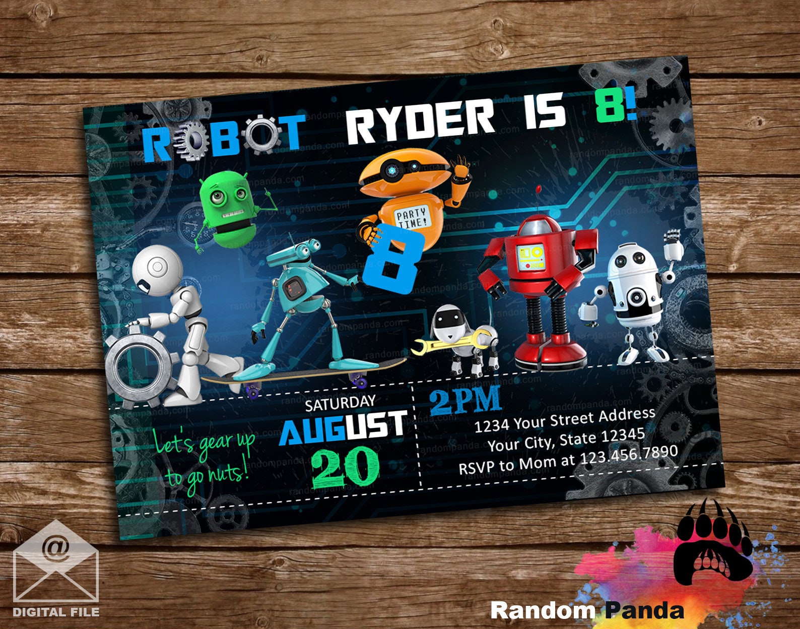 Digital Delivery, Funny Skater Robot and Android Party Invitation, AI ...