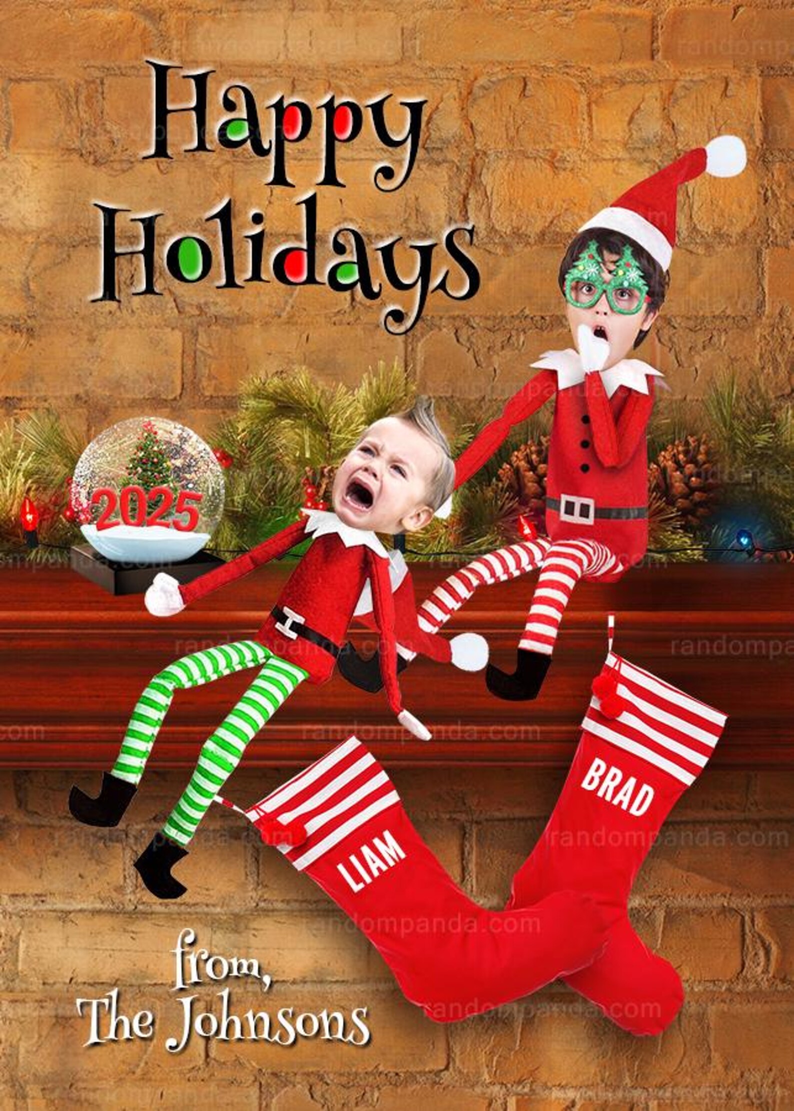 Digital Delivery Funny Christmas Card, Elves Family Holiday, Elf Pushed ...