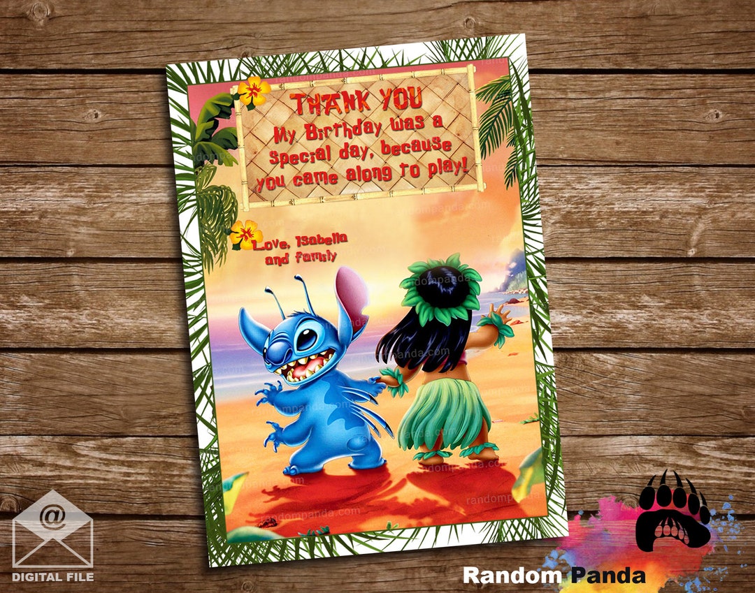 Digital Delivery, Lilo and Stitch Thank You Card, Lilo and Stitch Party ...