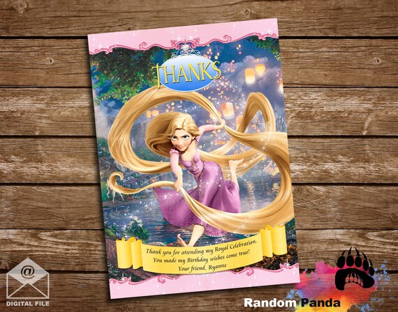 Digital Delivery, Tangled Thank You Card, Princess Rapunzel Thanks Note ...