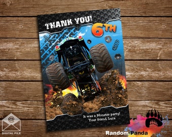 Modern Monster Truck Thank You Card Monster Jam Thank You - Etsy