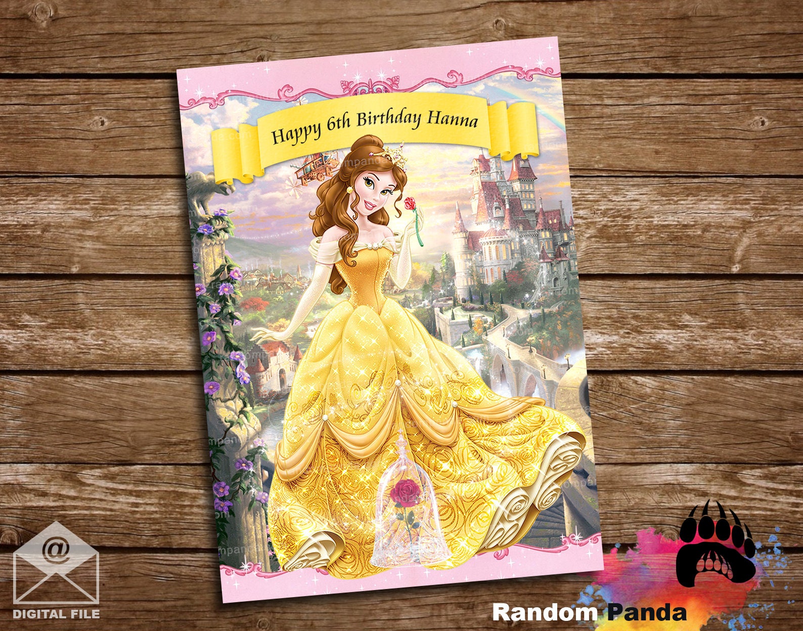 DIGITAL FILE, Princess Belle Poster, Beauty and the Beast Party Banner ...