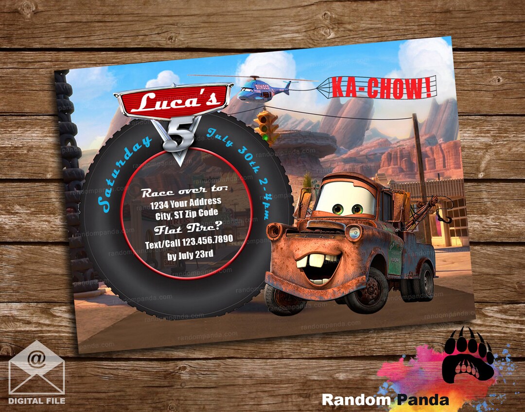 Digital Delivery, Cars Invitation, Mater Tow Truck Party Invite - Etsy