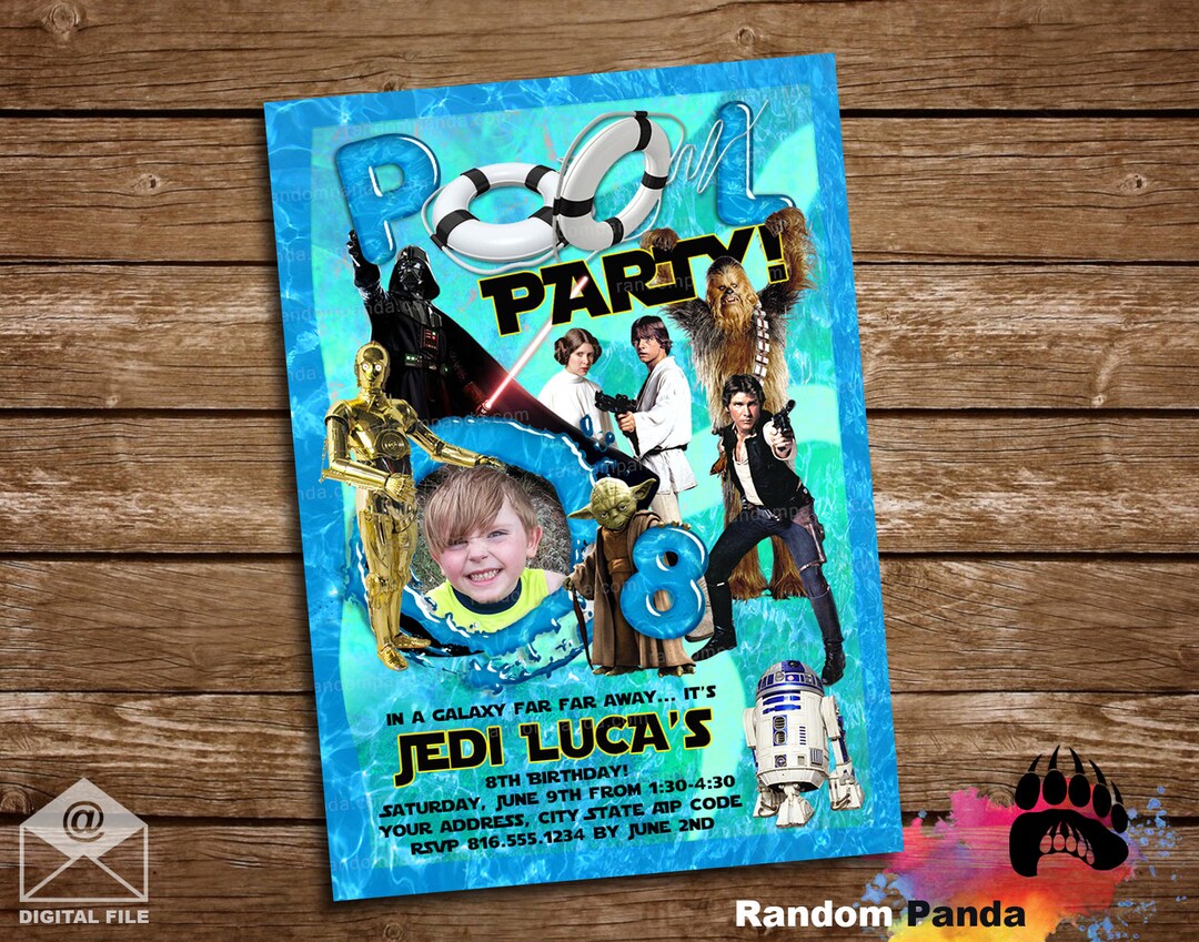 Digital Delivery, Star Wars Pool Party Invitation, Darth Vader Beach ...