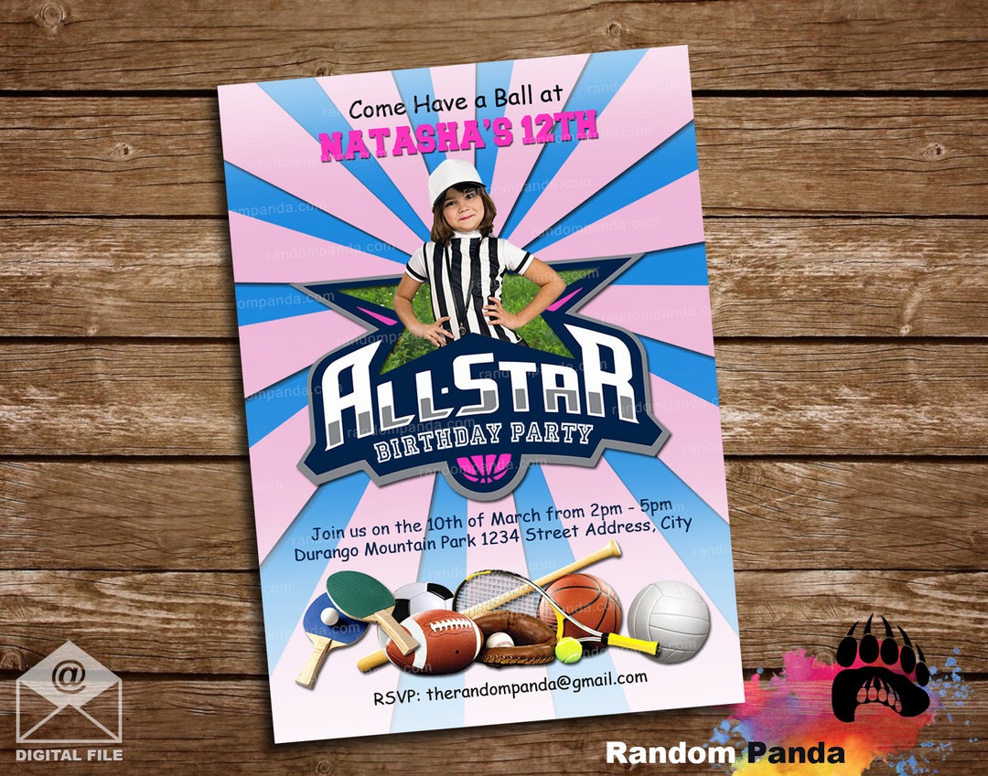 DIGITAL FILE, Personalize Girls Sports Invitation, All Sports Party ...