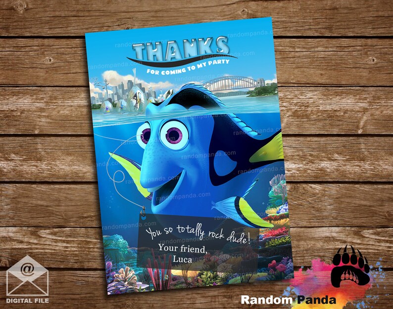 Digital Delivery, Finding Nemo Thank You Card, Sea Turtle Party ...