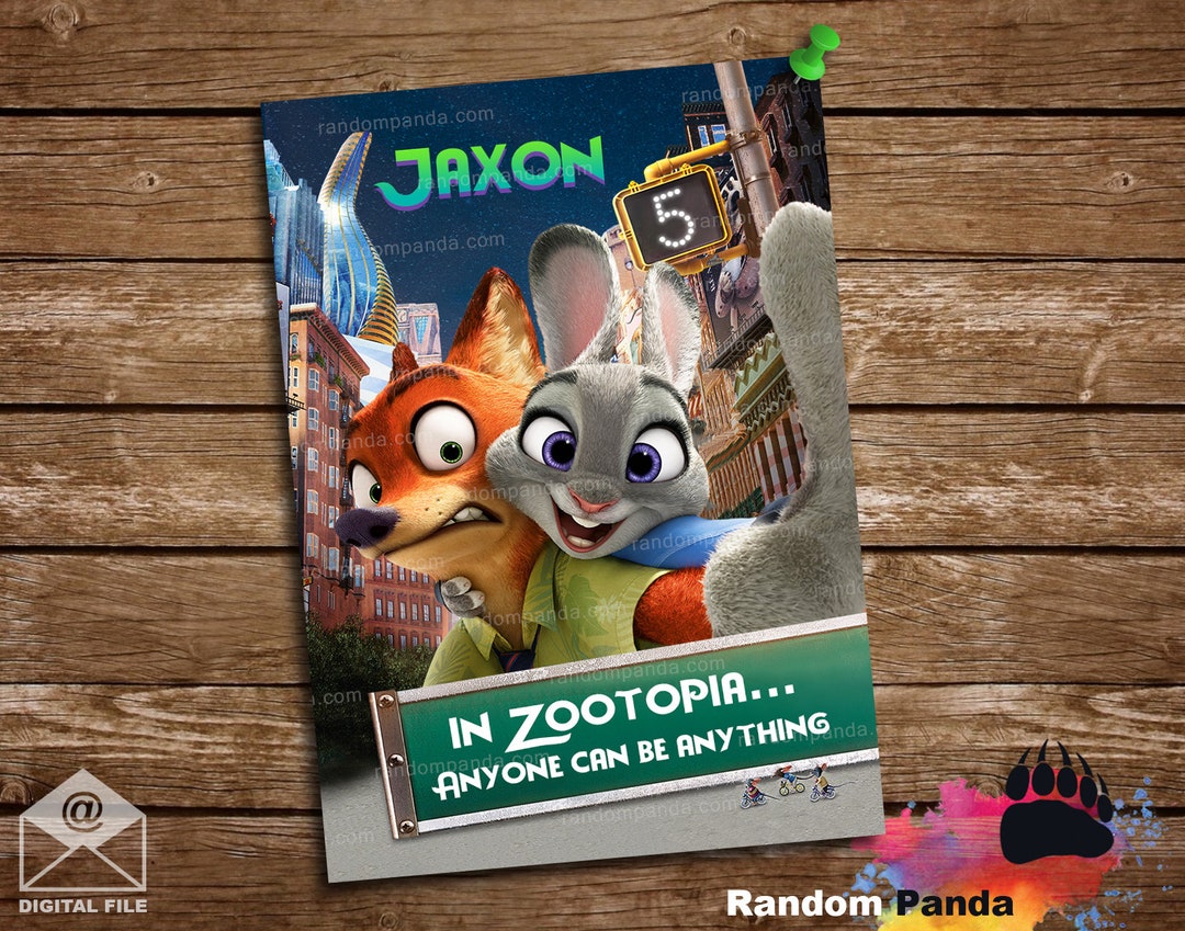 DIGITAL FILE, Funny Zootopia Bday Party Poster, Nick and Judy Hopps ...