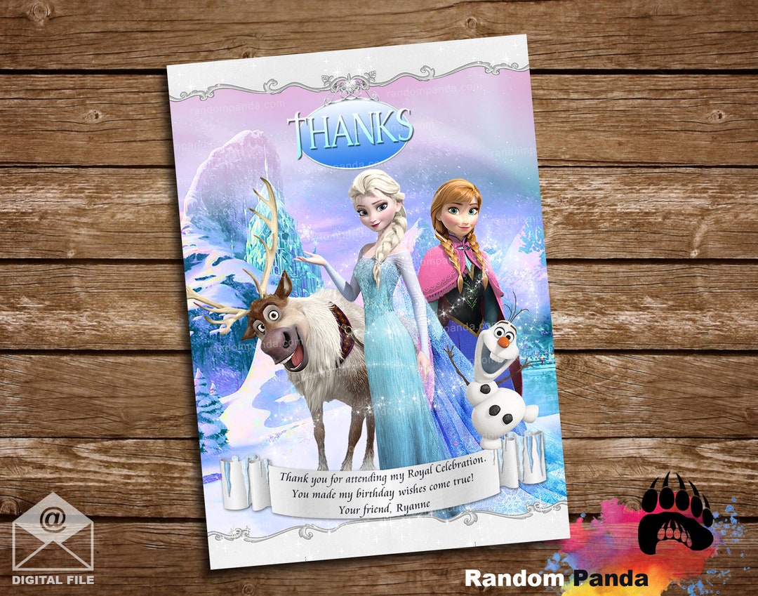 Digital Delivery, Frozen Thank You Card, Frozen Princess Party, Elsa ...
