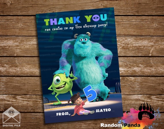 Digital Delivery Monsters Inc Thank You Card - Etsy