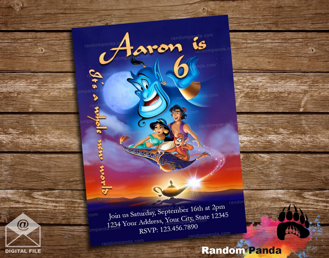 Digital Delivery, Aladdin Invitation, Princess Jasmine Party, Magic ...