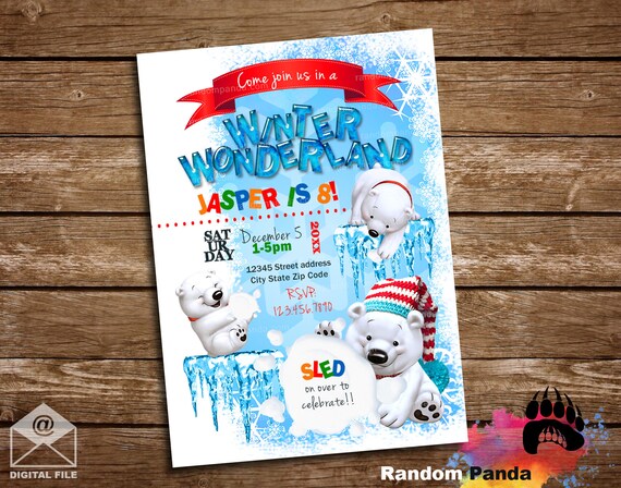 Digital Delivery, Polar Bears Winter Wonderland Invitation by Random ...