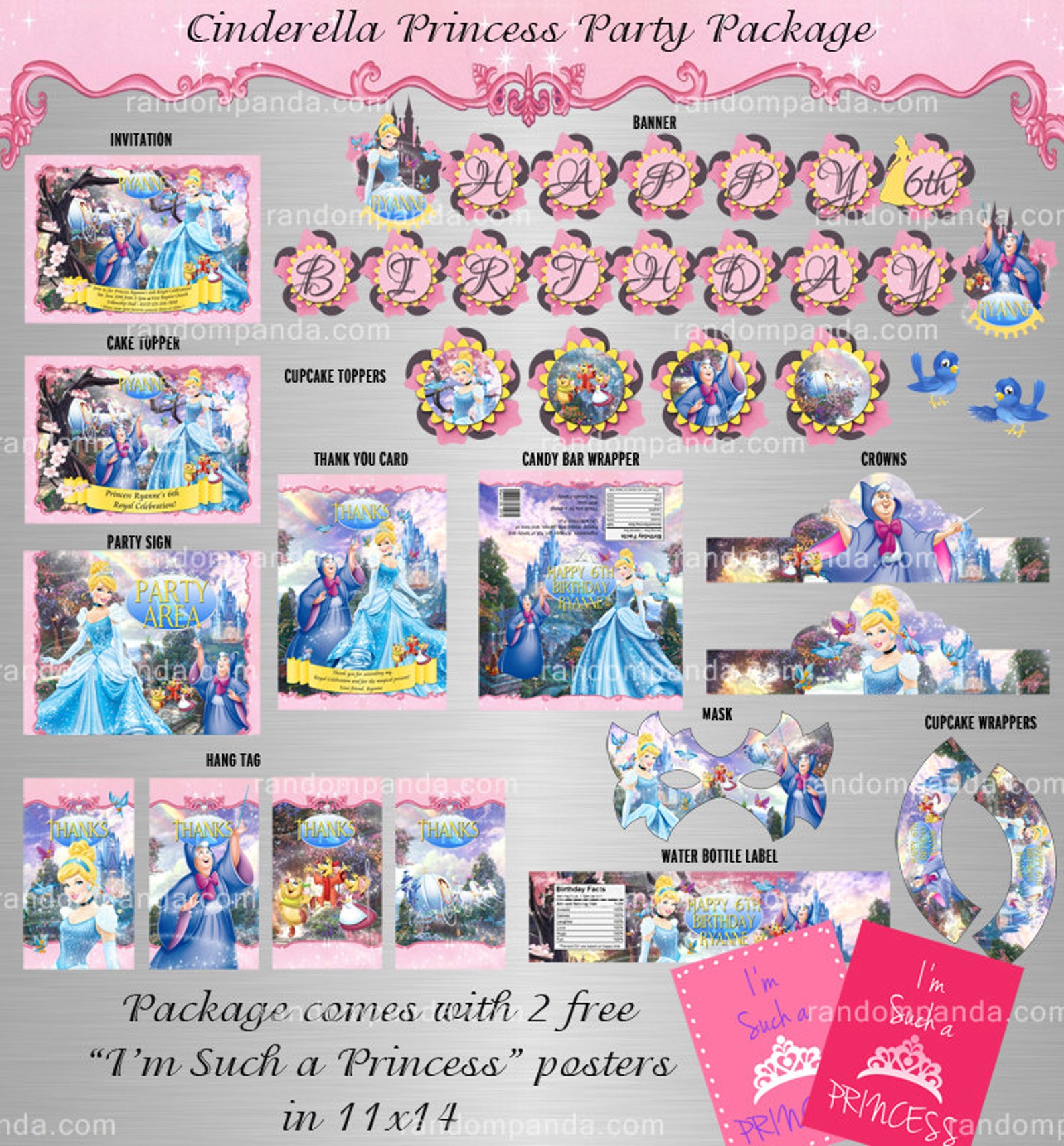 Digital Delivery Cinderella Birthday Package Cinderella | Etsy